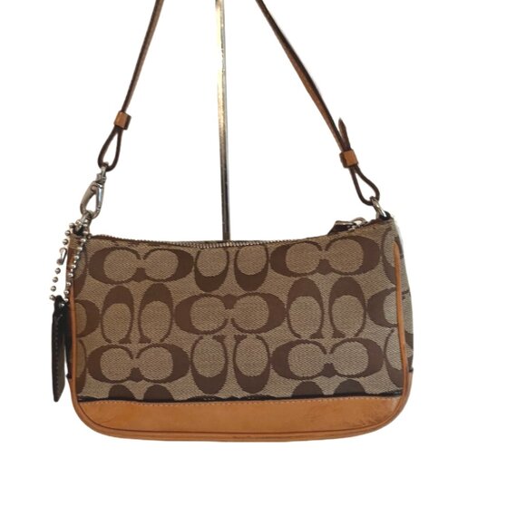 Coach | Bags | Coach Jacquardleather Browntan Signature C Monogram Mini ...